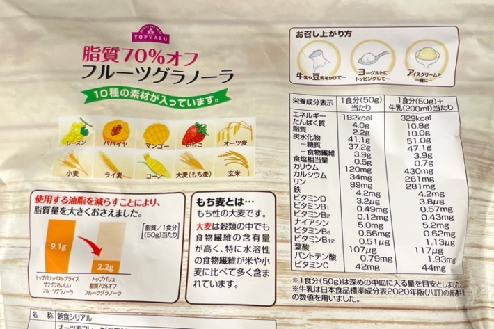 トップバリュの『脂質70%オフ フルーツグラノーラ』が 苺やレーズン、マンゴー入りで美味しい！ | 買てみた
